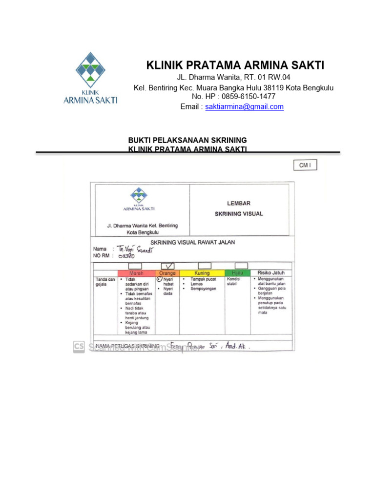 Bukti Pelaksanaan Skrining | PDF