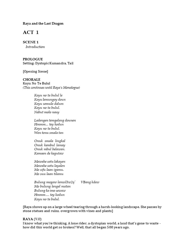 Raya and the Last Dragon Script | PDF