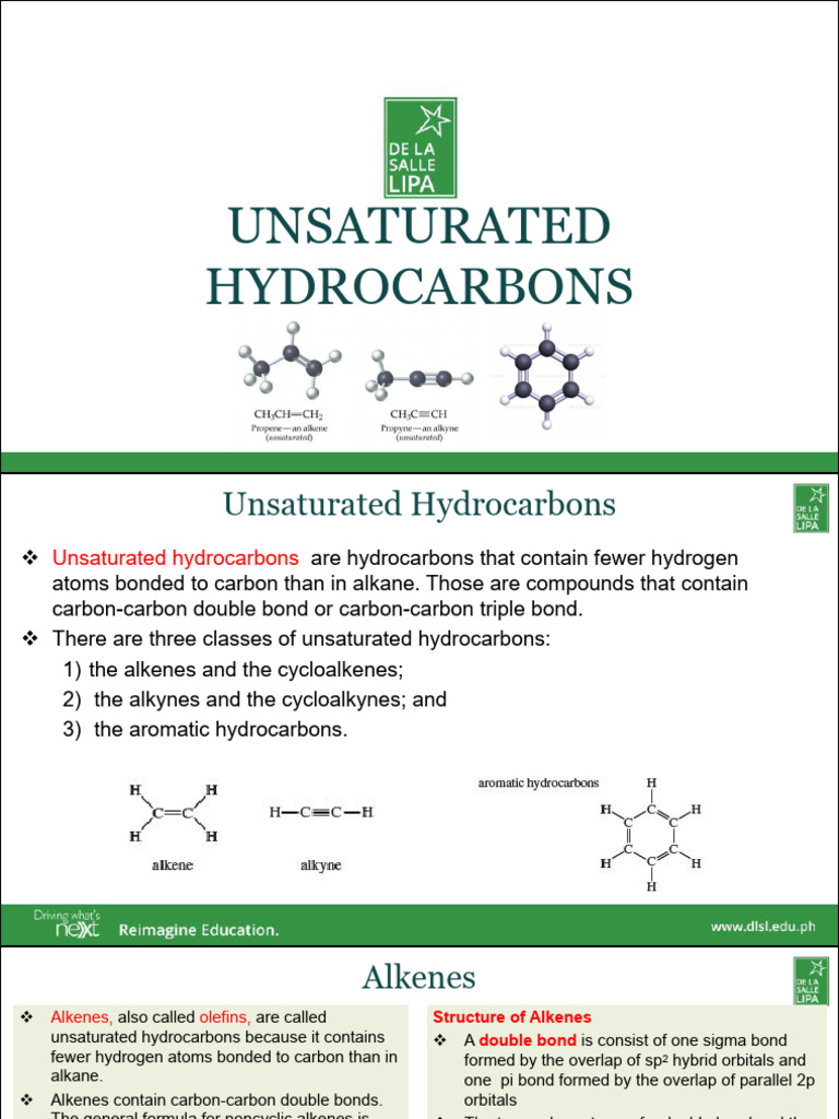 Unsaturated Hydrocarbons | PDF | Alkene | Hydrocarbons