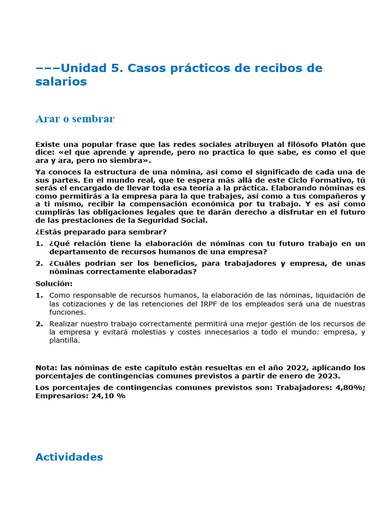 Solución Actividades Ud5 | PDF | Salario | Empleo