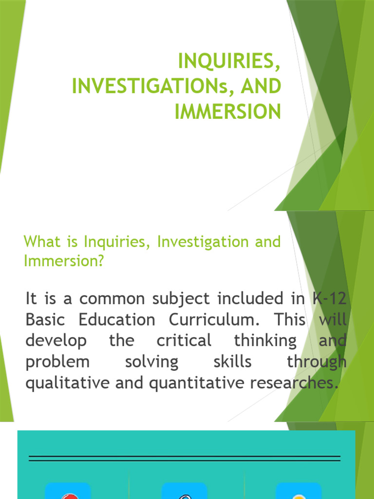 Inquiries Investigations and Immersion | PDF