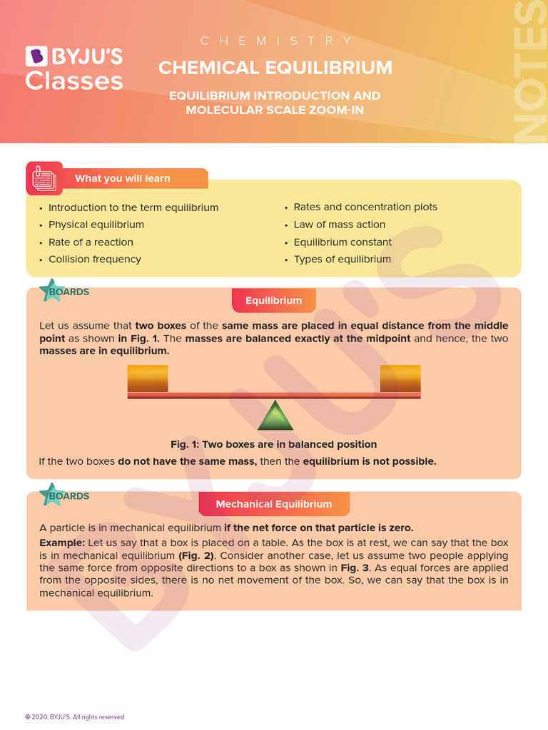 Chemical Equillibrium | PDF