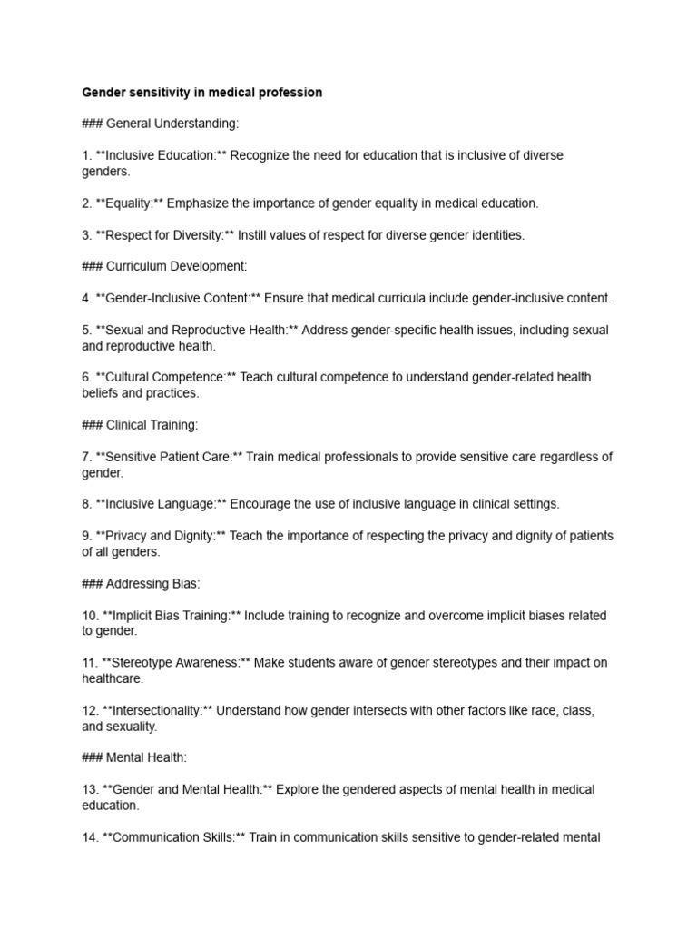 Gender Sensitivity in Medical Profession | PDF | Health Equity | Health ...