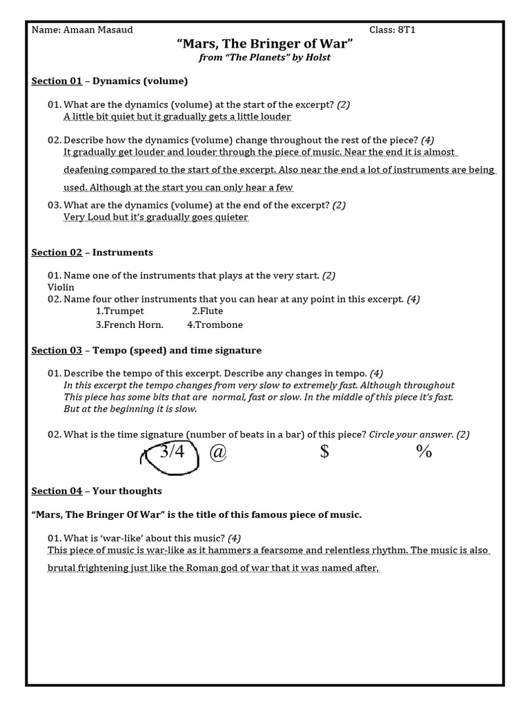"Mars, The Bringer of War": Section 01 - Dynamics (Volume) | PDF | History