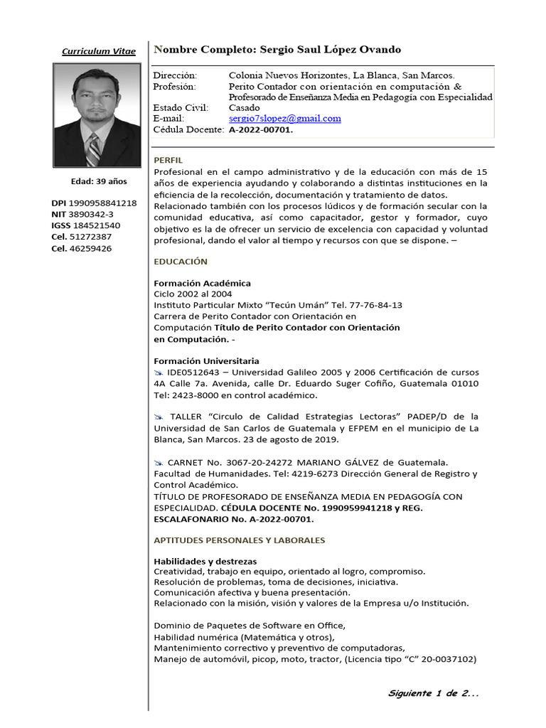 Curriculum - PC - Sergio Actual-2 | PDF | Career & Growth