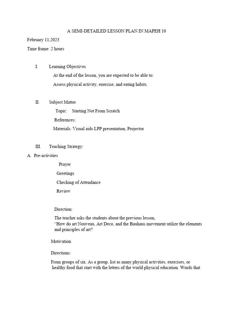 3RD Quater Lesson Plan | Download Free PDF | Physical Fitness | Public ...