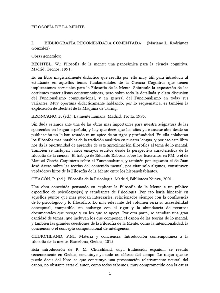 Bibliografã A Filosofã A de La Mente | PDF