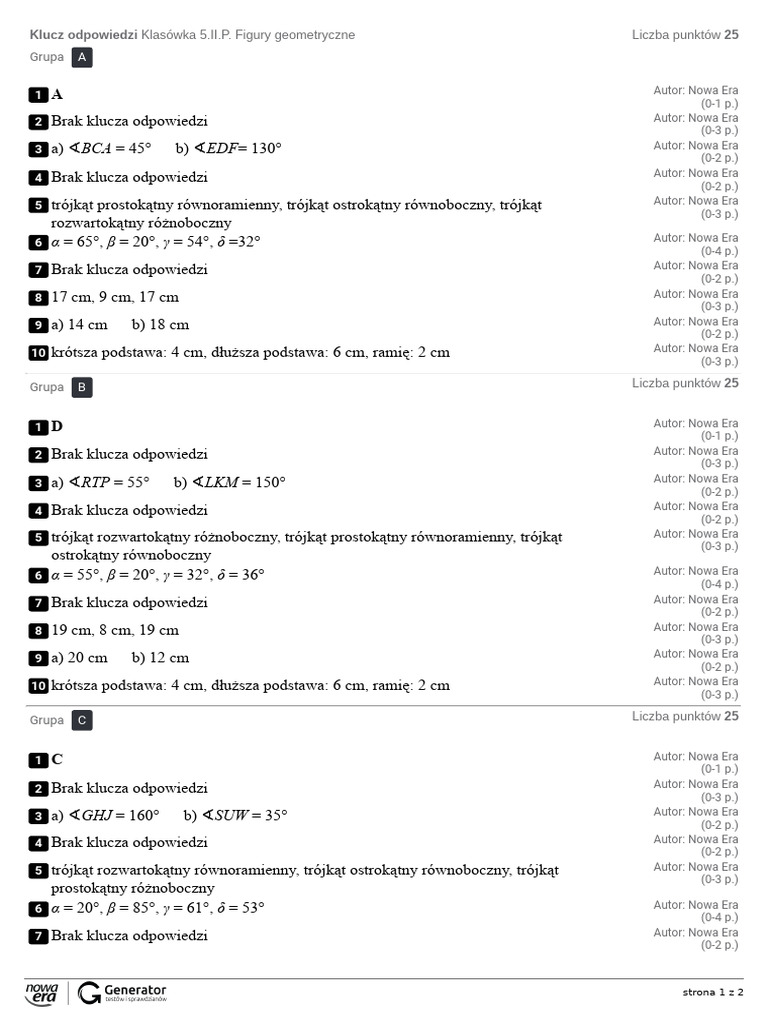 Klucz Odpowiedzi | PDF