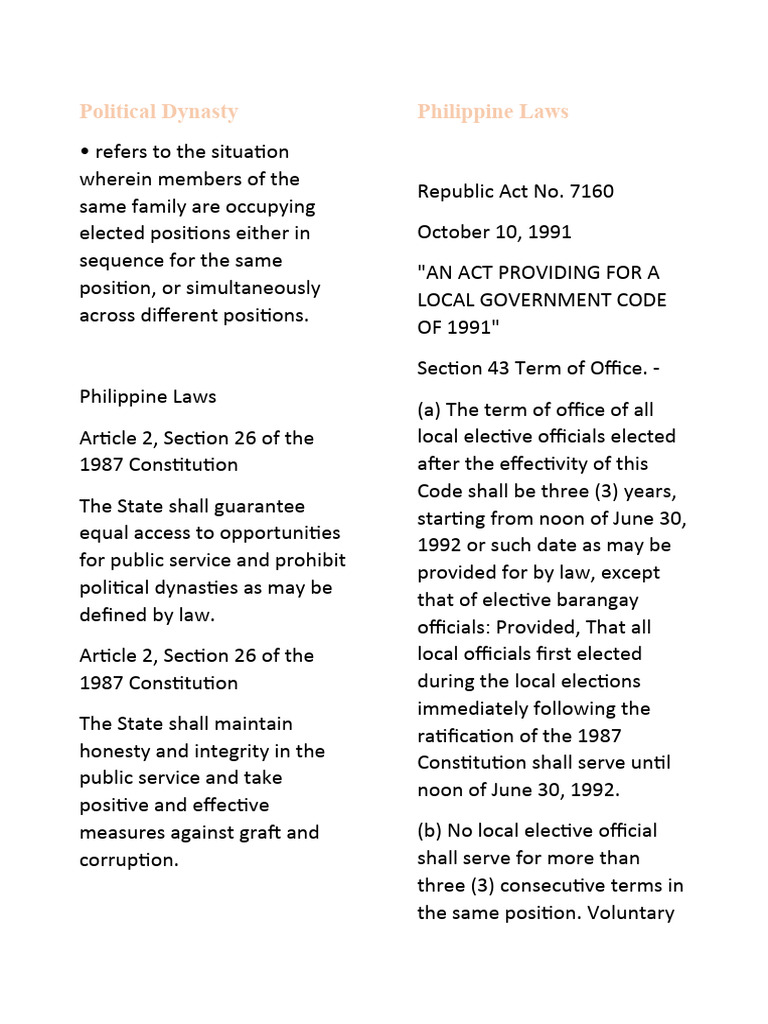 Political Dynasties in the Philippines | PDF | Politics