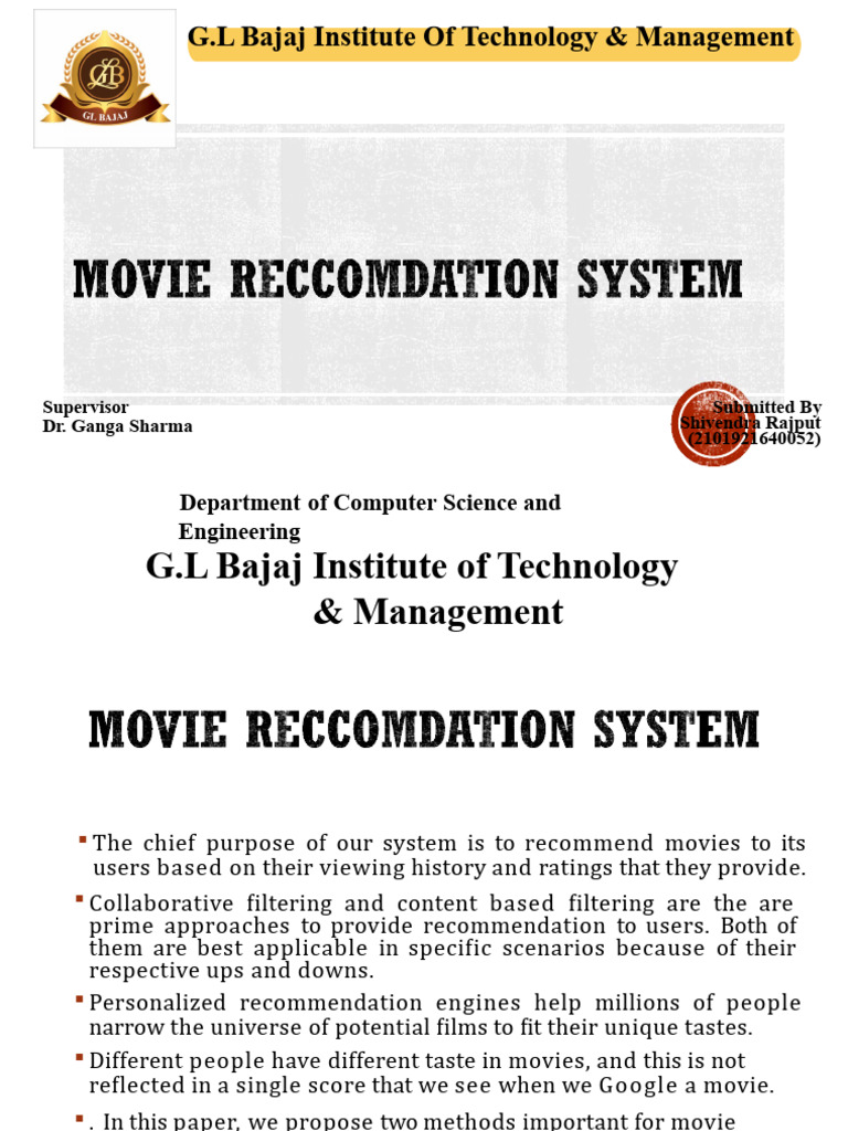 Movie Recommendation System | PDF