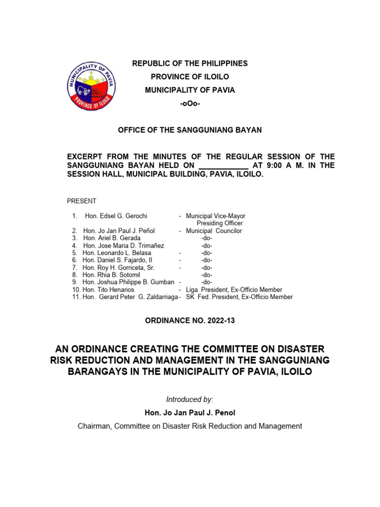 Creation of DRRM Committee | Download Free PDF | Disaster Risk Reduction | Emergency Management