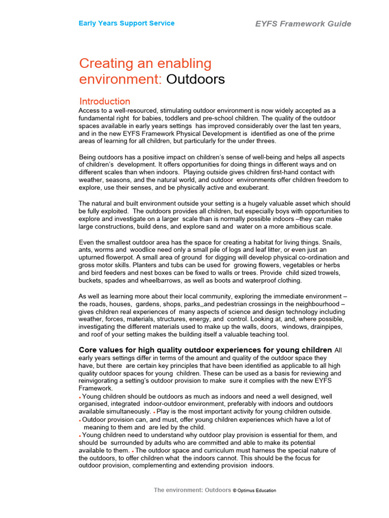 Creating An Enabling Environment Outdoors | PDF