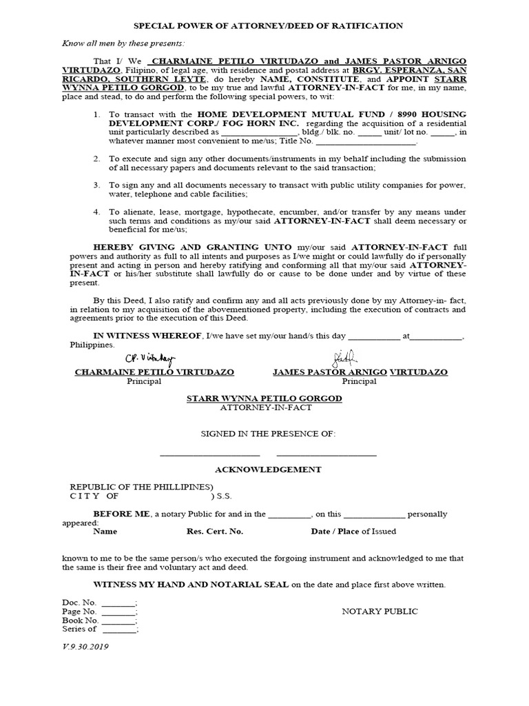 New Latest Spa Form Virtudazo Spa 2james With Signature | PDF | Power ...