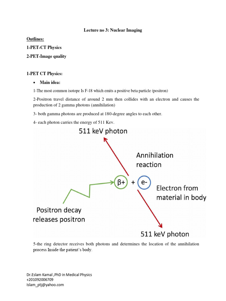 PET-CT Imaging: Physics and Techniques | PDF | Photon | Positron ...