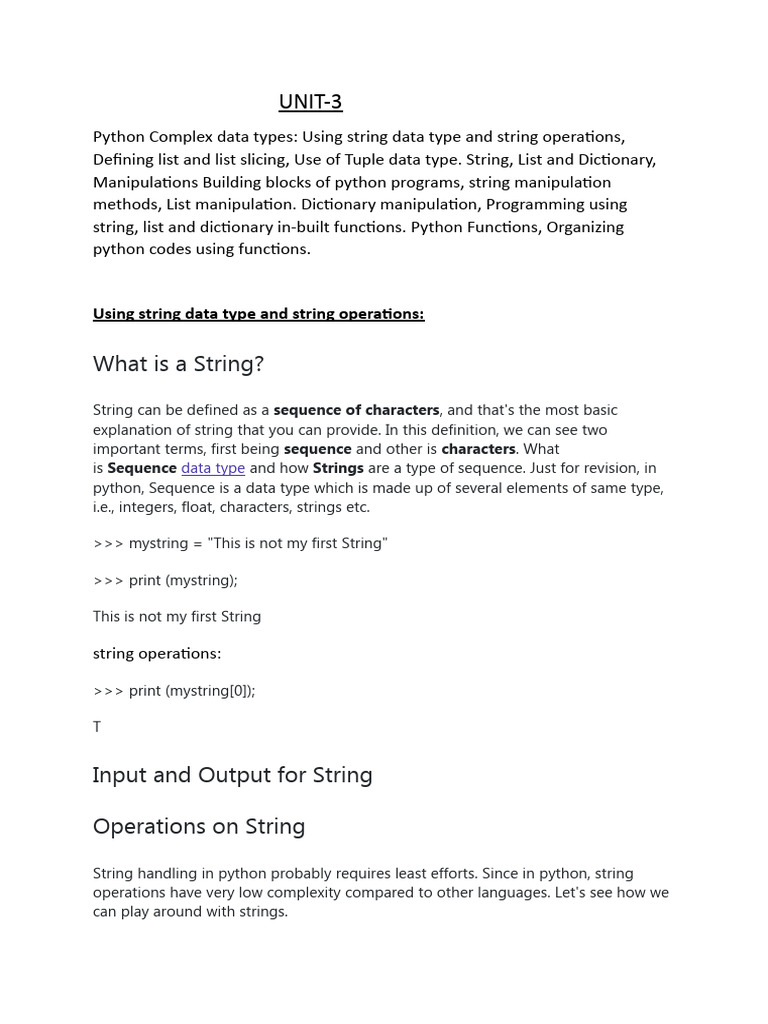 Unit 3 | PDF | String (Computer Science) | Data Type