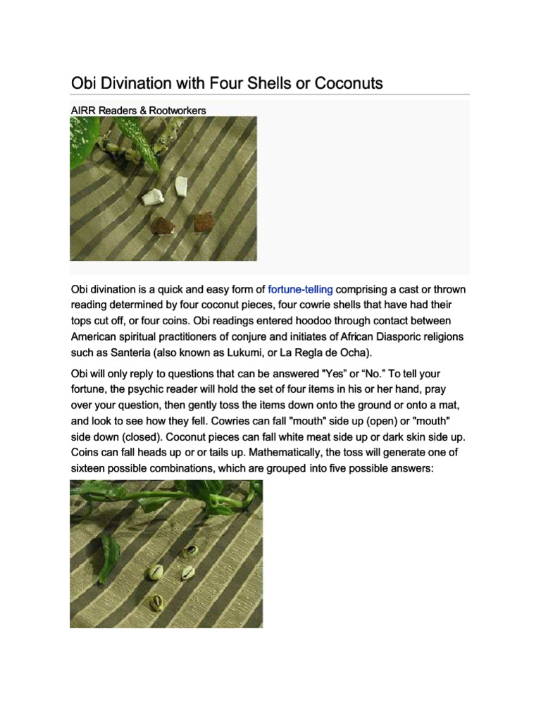 Obi Divination With Four Shells or Coconuts | PDF | Ethnic Religion ...