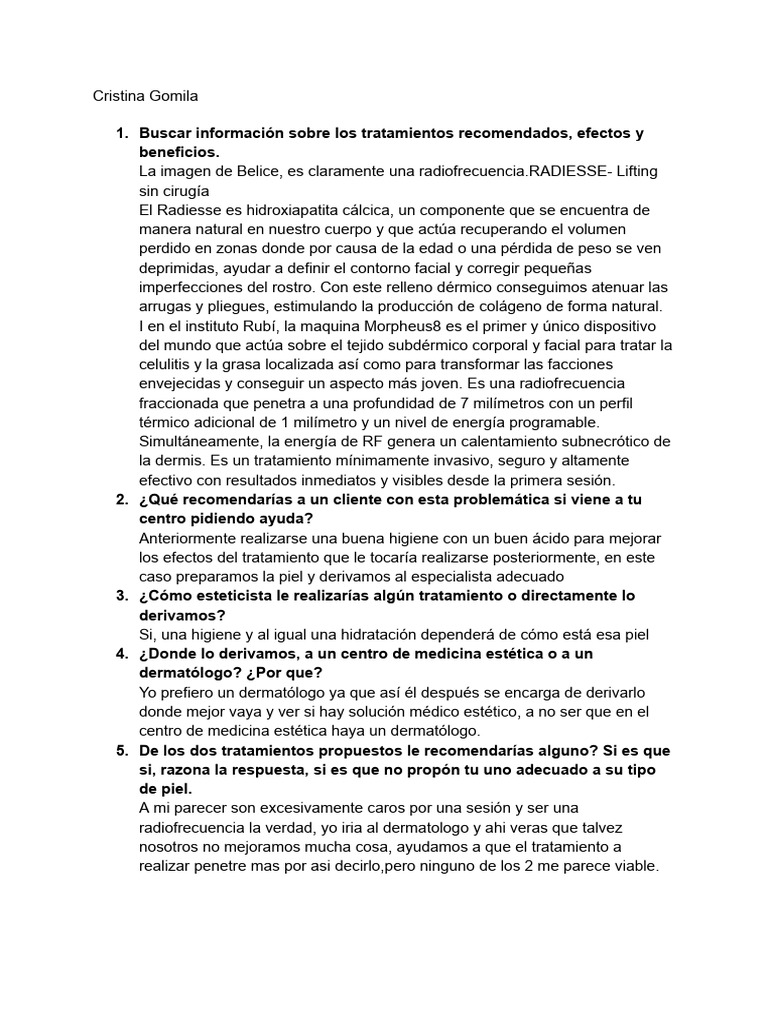 Tratamientos Estéticos de Cristina Gomila | PDF | Frecuencia de radio | Dermatología