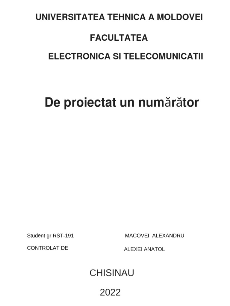 Lucrare de Control 2 Electronica Digitala | PDF