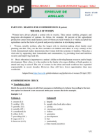 DEVOIR ANGLAIS N°1 6ème U2... | PDF