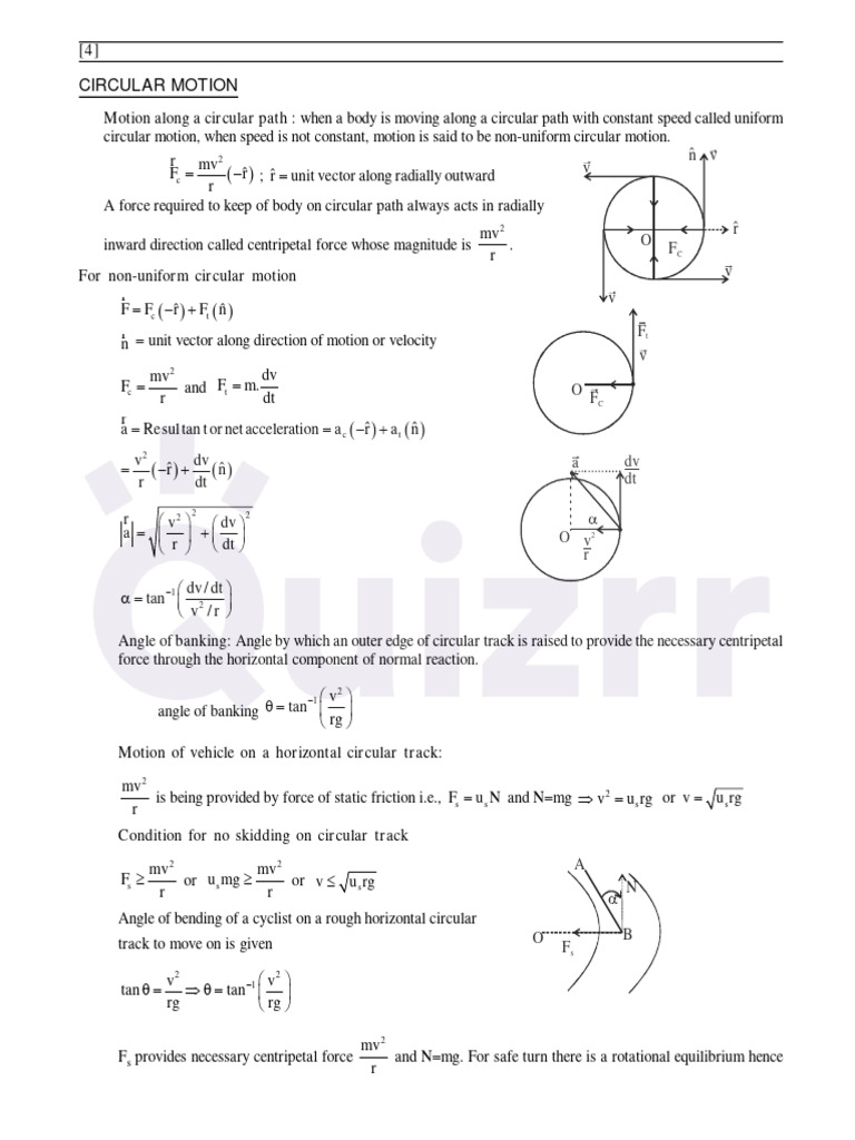 03_circular_motion_formula_sheets_quizrr | PDF | Classical Mechanics ...