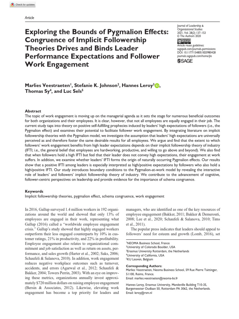 Exploring the Bounds of Pygmalion Effects- Congruence of Implicit ...