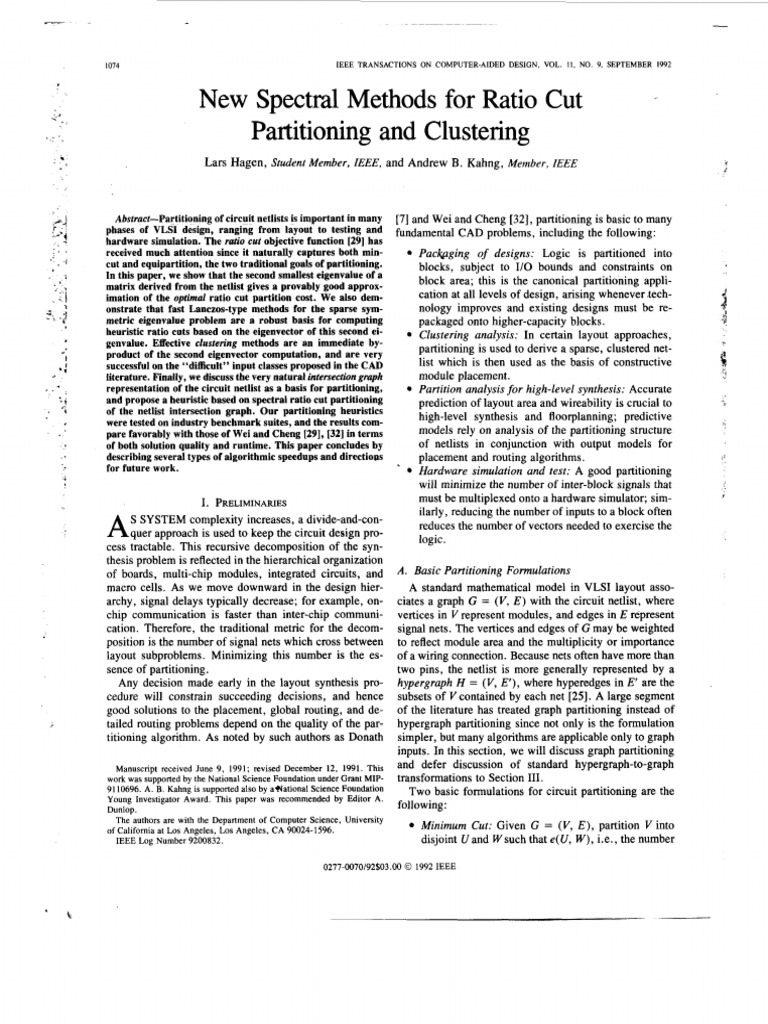 VLSI Circuit Partitioning Techniques | PDF | Eigenvalues And Eigenvectors | Matrix (Mathematics)