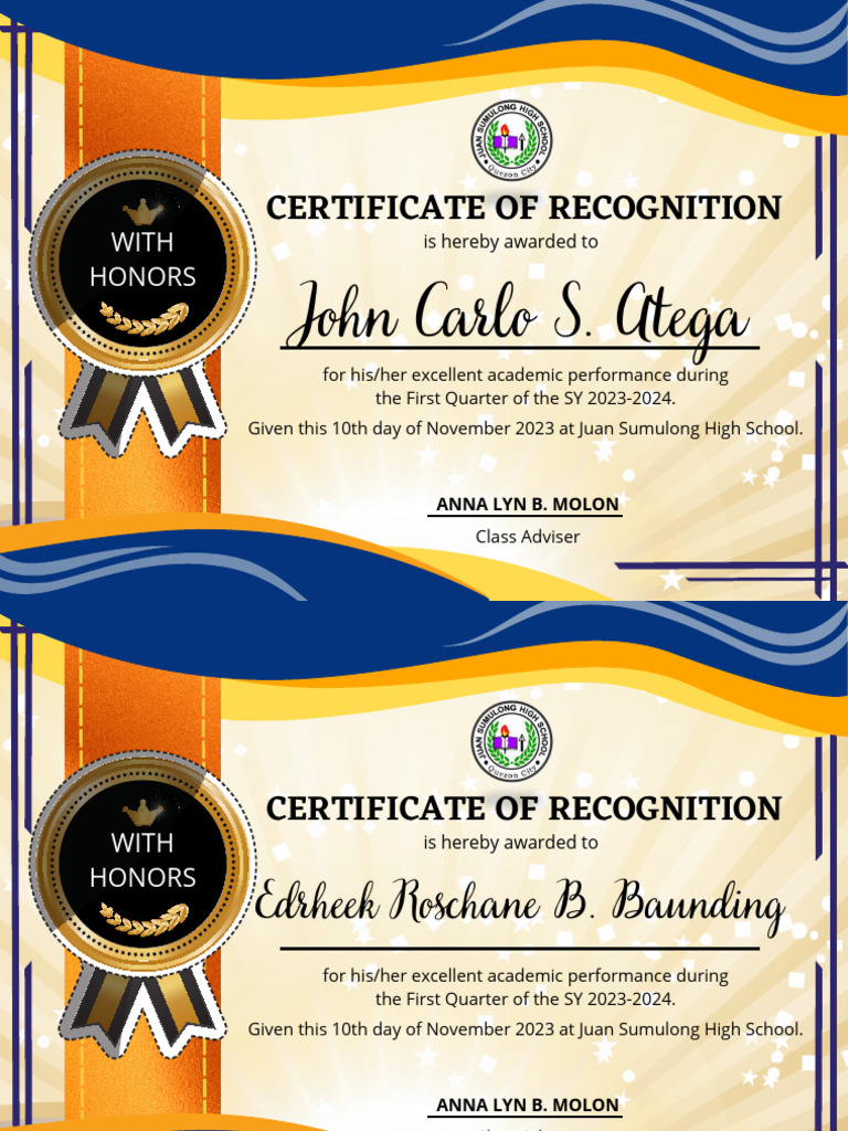 1st Quarter Awards Ceremony 2023 | PDF