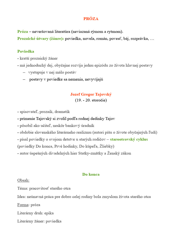 SJL 7 Jozef Gregor Tajovsky Do Konca | PDF