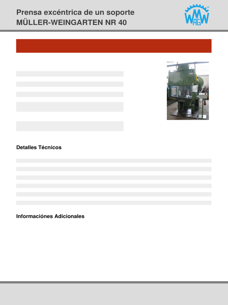 Prensa Excéntrica Müller-Weingarten | PDF