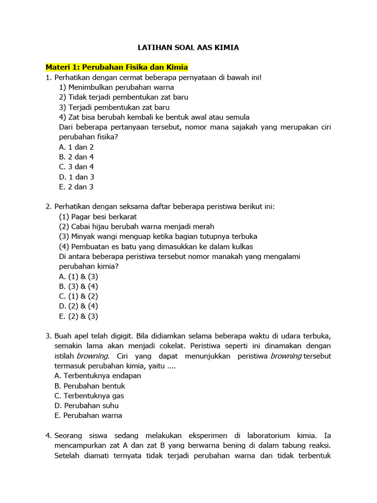 Latihan Soal Aas Kimia | PDF