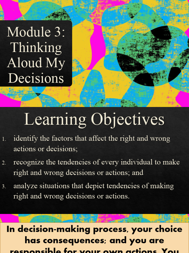 Module 3 Thinking Aloud My Decisions | PDF