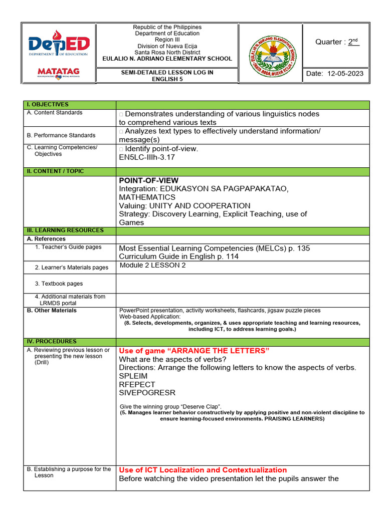 Dll In English 5 Pdf Narration Learning