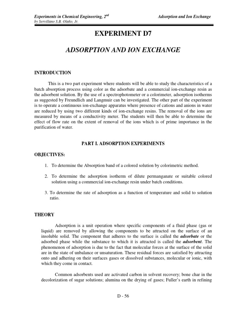 Adsorption & Ion Exchange Manual | PDF | Adsorption | Ion Exchange