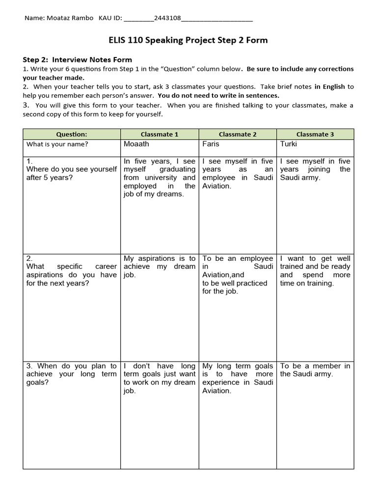 Speaking Project 2 | PDF