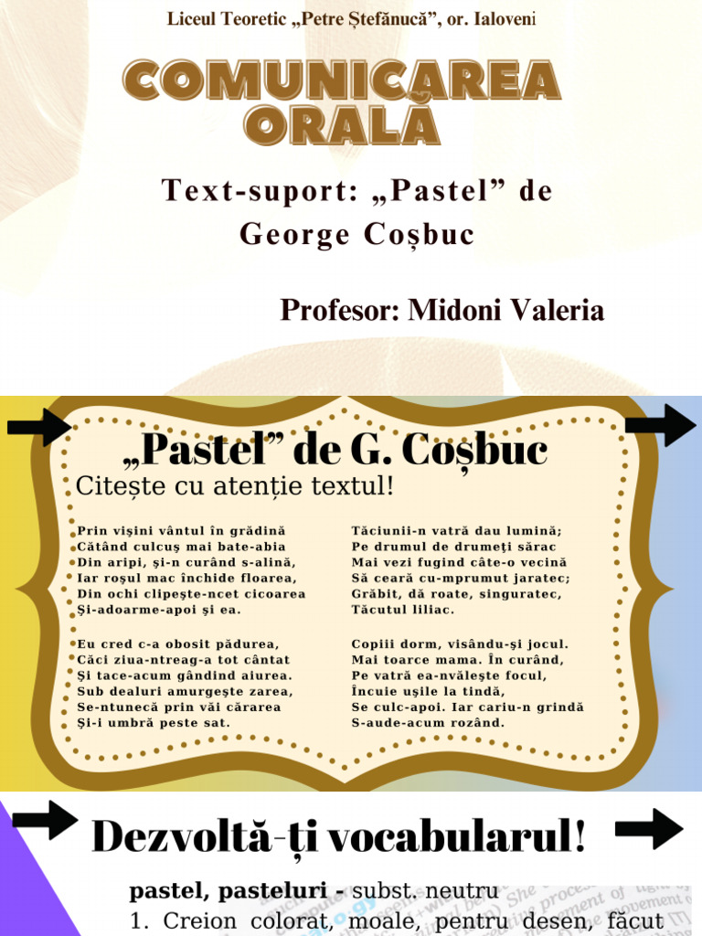 Pastel de G. Cosbuc Comunicare 1 | PDF