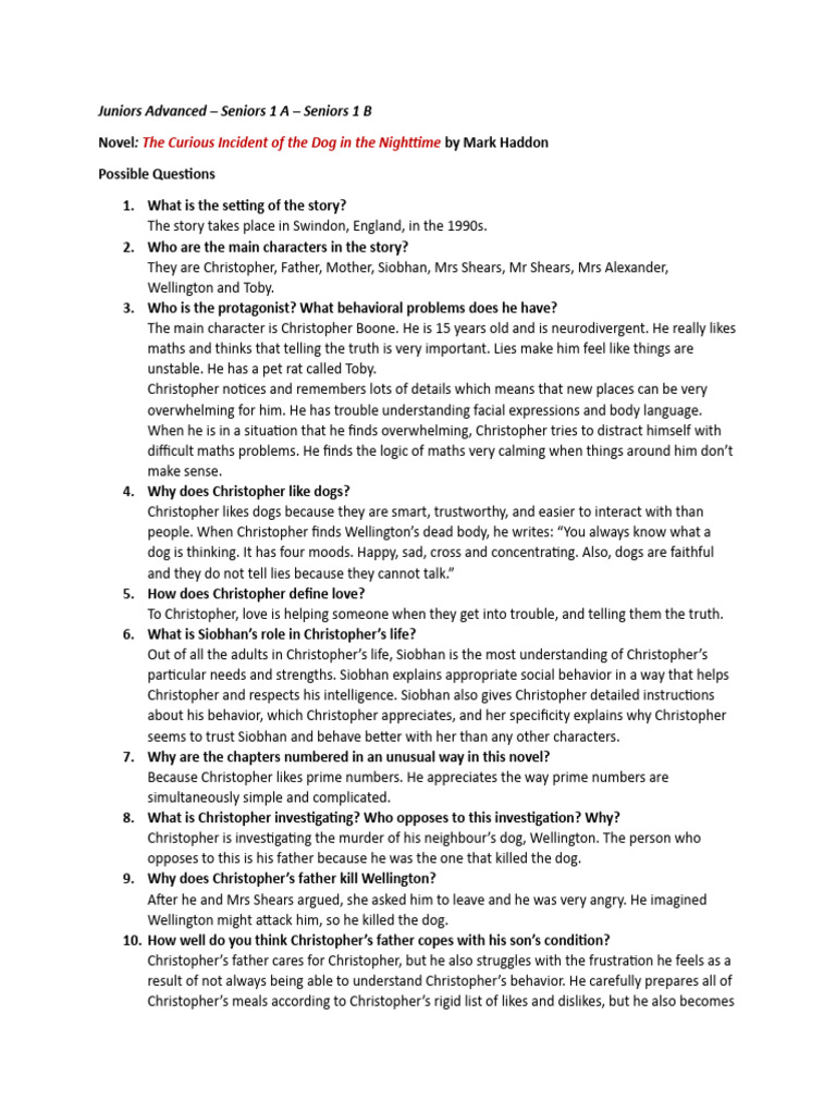 The Curious Incident of The Dog in The Night-Time | PDF