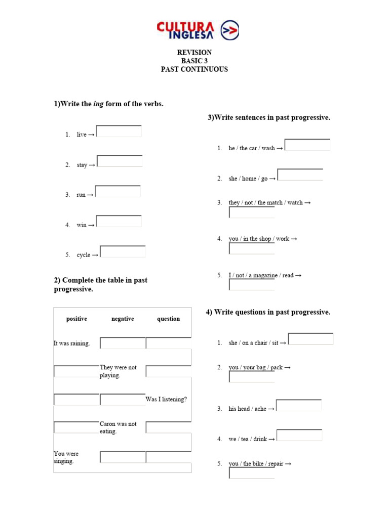 REVISION Past Continuous | PDF | Language Families | Syntax