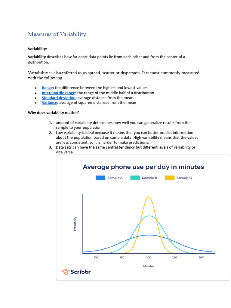 Measures of Variability | Download Free PDF | Variance | Mean
