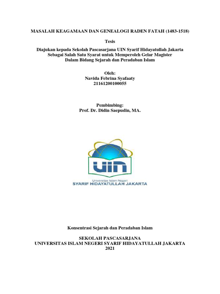 Islam Dan Sejarah Sejarah Tokoh Islam Raden Fatah Genealogi Tesis S2