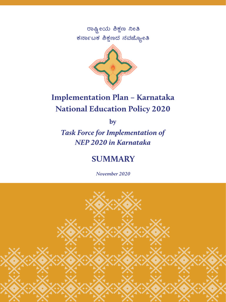 Karnataka NEP 2020 Implementation Plan | PDF | Inclusion (Education) | Curriculum