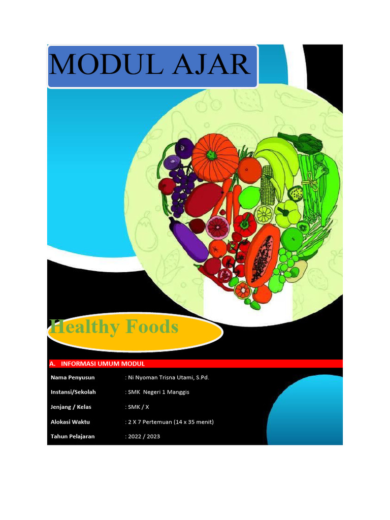 Modul Ajar Bab Healthy Foods ( KUR. MERDEKA) | PDF