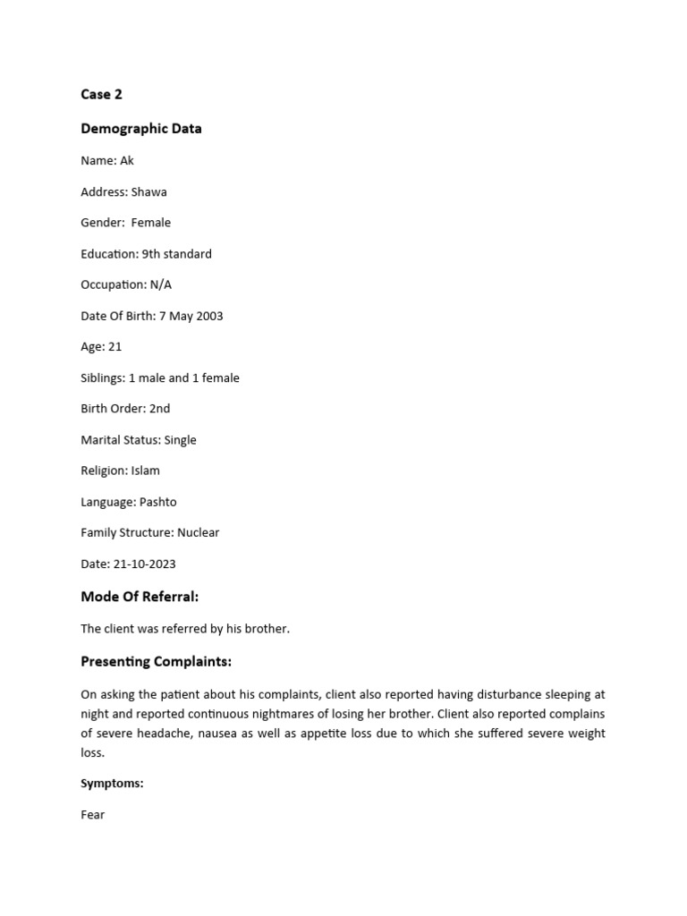 Case 2 WPS Office of Intern | PDF | Anxiety Disorder | Cognitive Behavioral Therapy