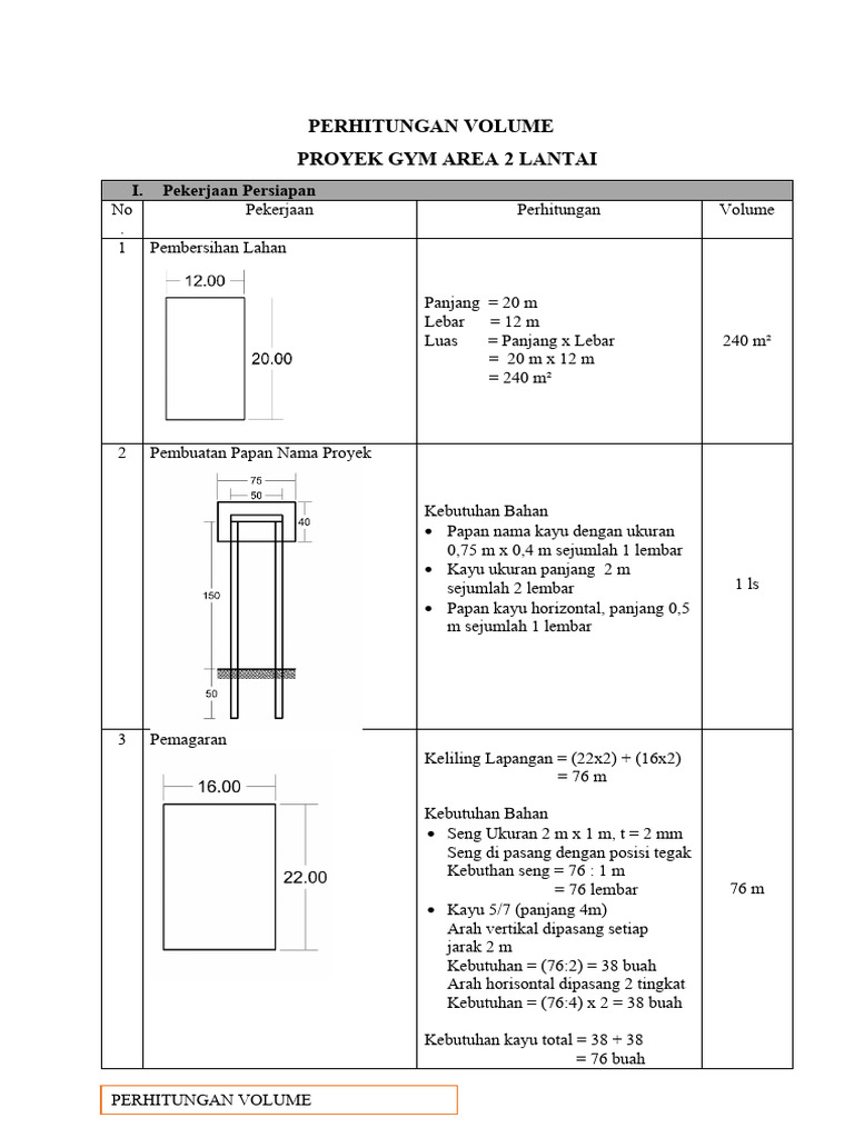 Perhitungan Volume Bangunan 2 Lantai | PDF
