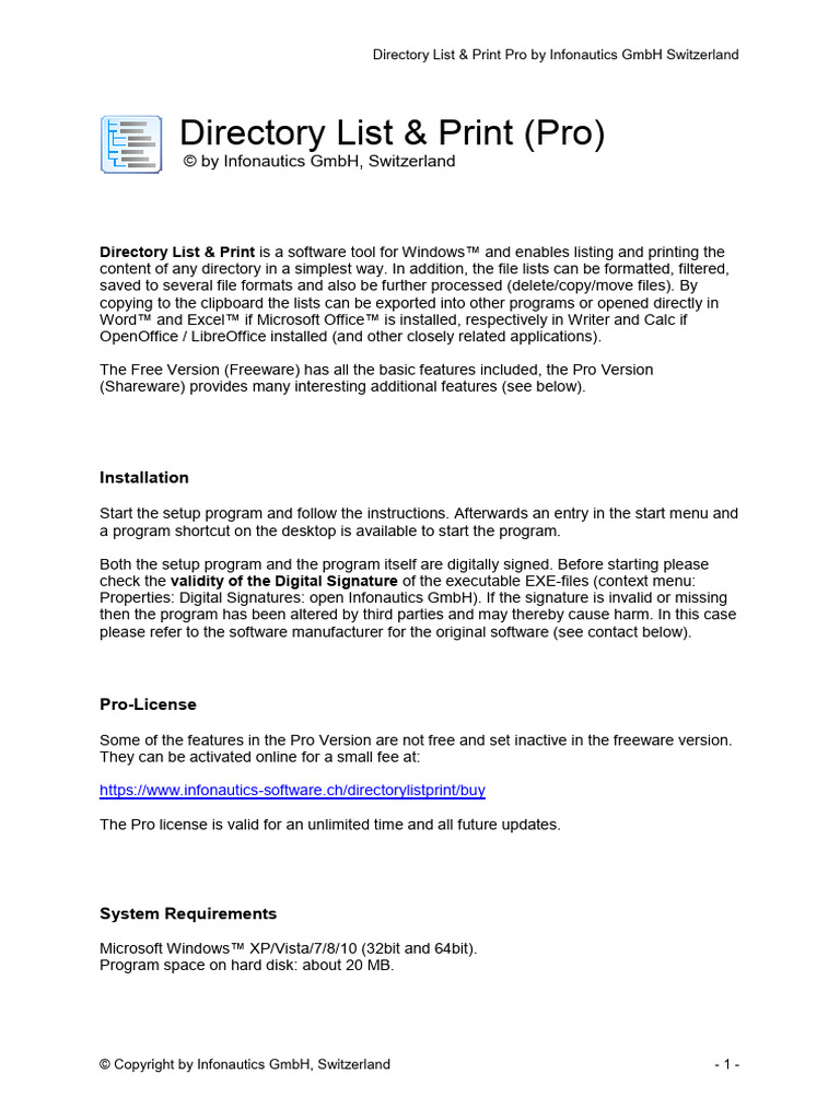 Directory List Print Pro | PDF | Computer File | Tag (Metadata)