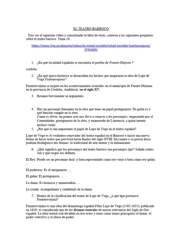 El Teatro Barroco | PDF