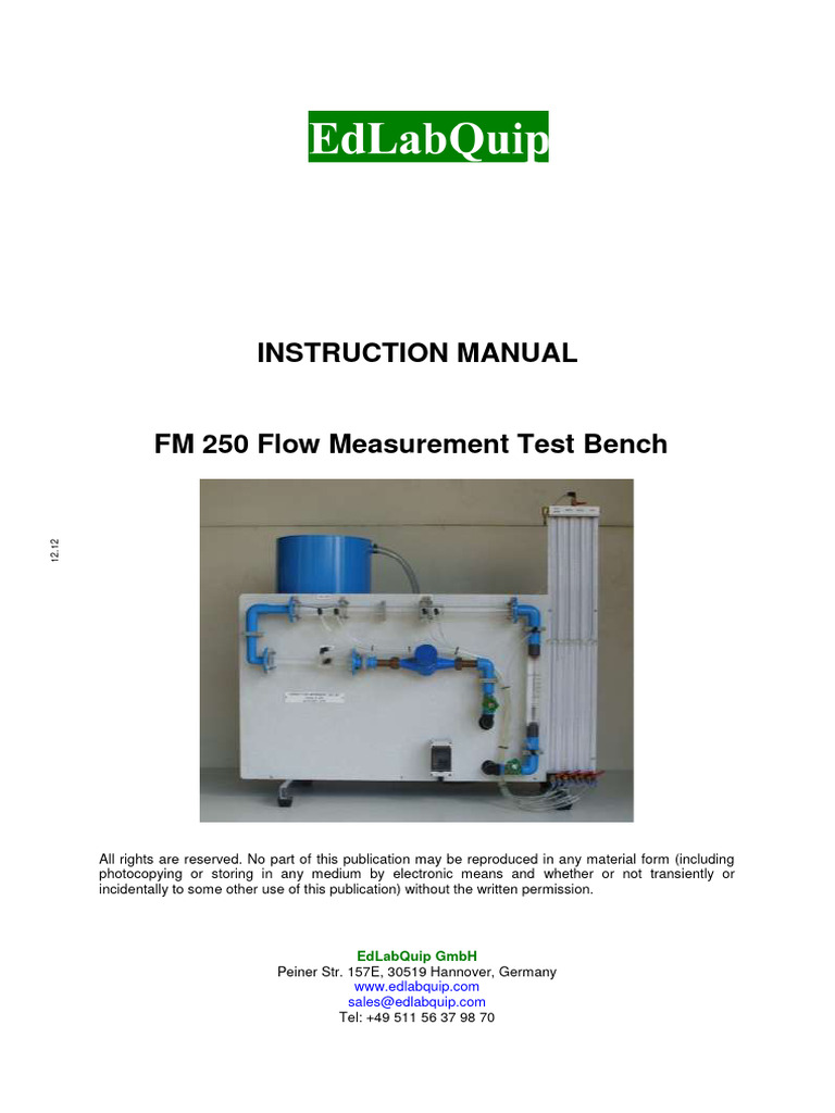 FM 250 Flow Measurement Test Bench - EdLabQuip - 2013 | PDF