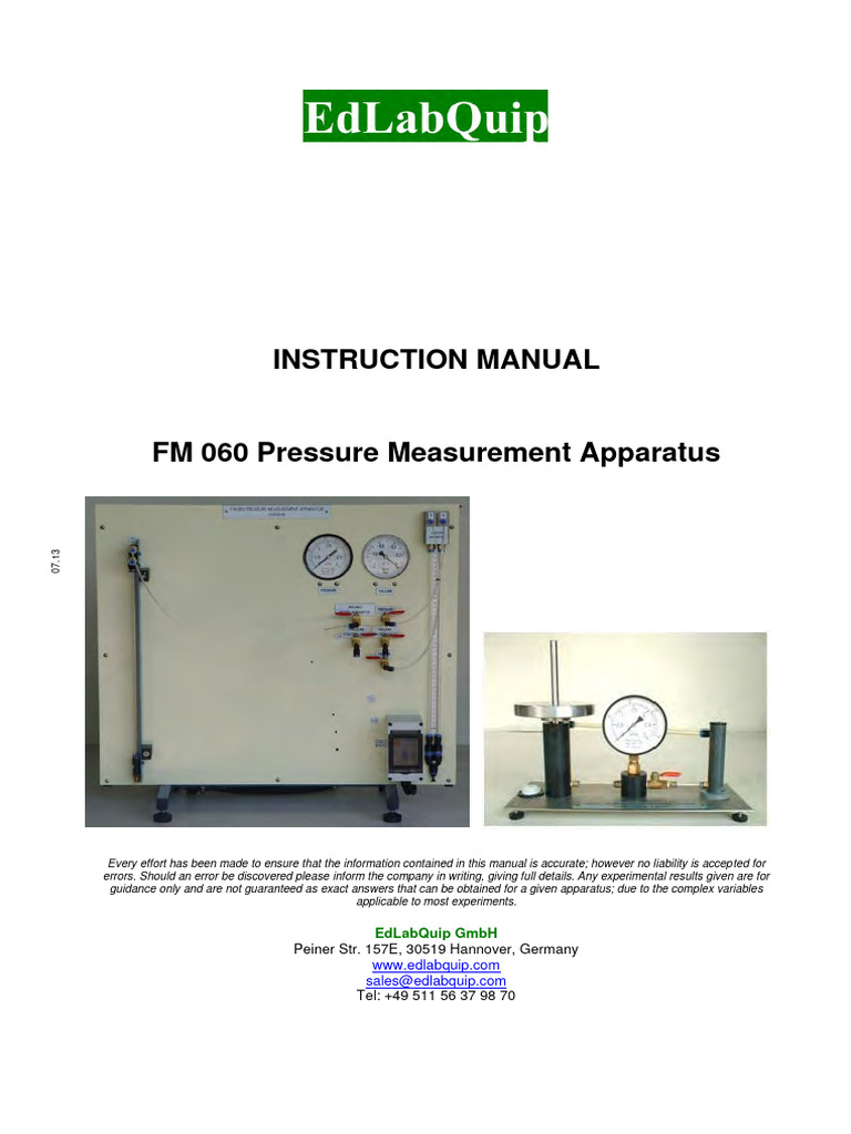 FM 060 Pressure Measurement Apparatus - EdLabQuip - 07.2013 | PDF ...
