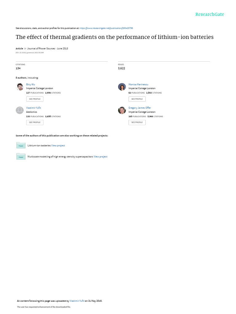 The Effect of Thermal Gradients On The Performance of Lithium-Ion ...