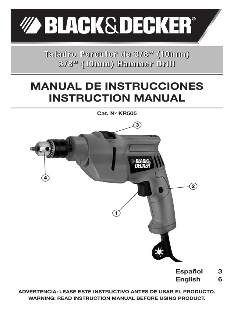 Manual Taladro Black & Decker | PDF | Perforar | Enchufes y tomas de corriente alterna