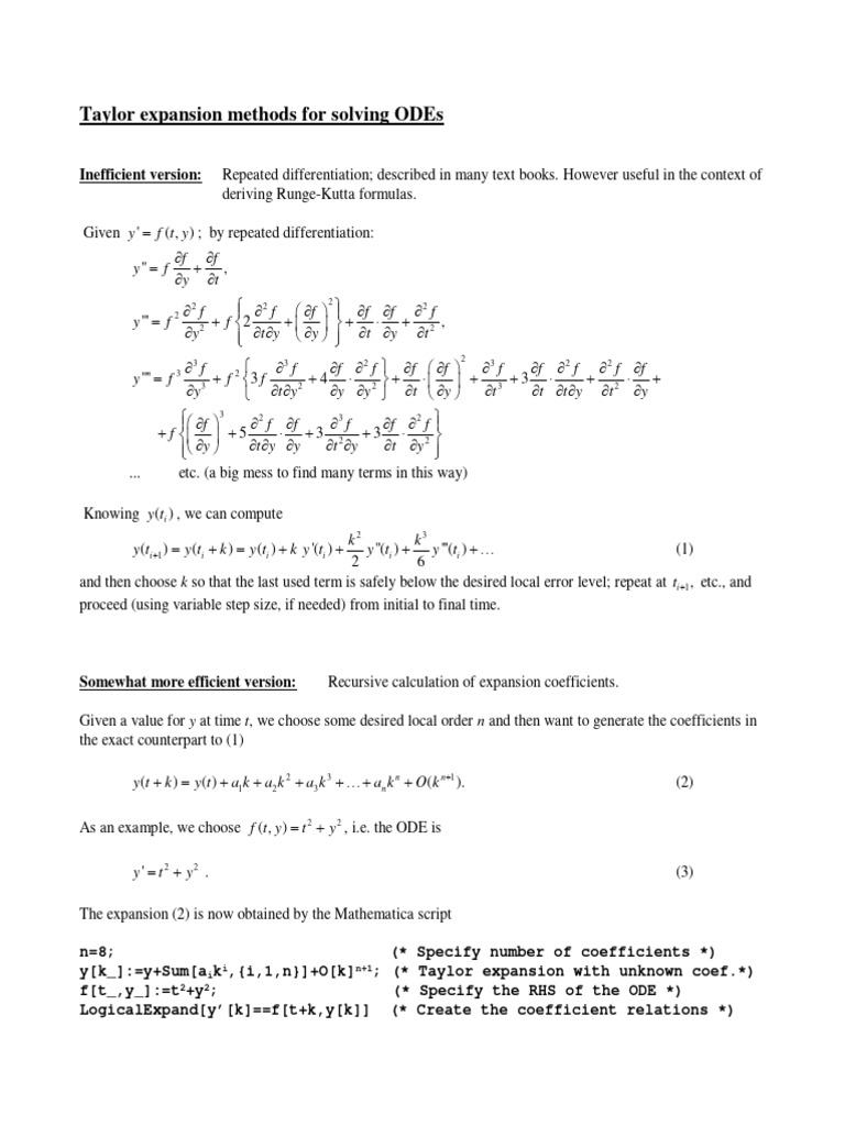 taylor_method_odes | PDF | Ordinary Differential Equation | Mathematical Analysis